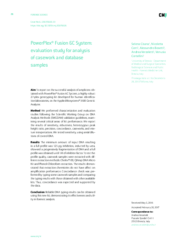 (PDF) PowerPlex® Fusion 6C System: evaluation study for analysis of ...