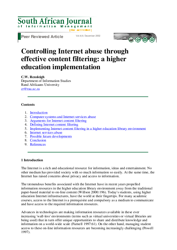 (PDF) Controlling Internet abuse through effective content filtering: a ...
