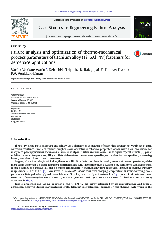 (PDF) Failure analysis and optimization of thermo-mechanical process parameters of titanium ...