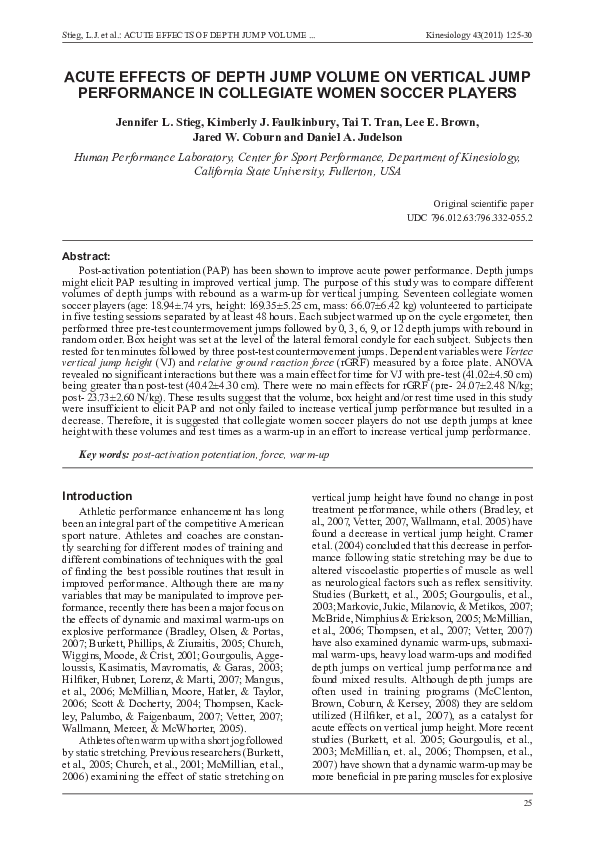 (PDF) Acute Effects Of Depth Jump Volume On Vertical Jump Performance ...