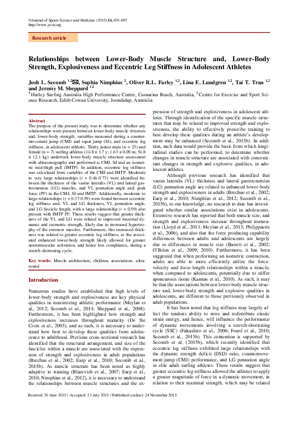 (PDF) Relationships Between Lower-Body Muscle Structure and Lower-Body ...