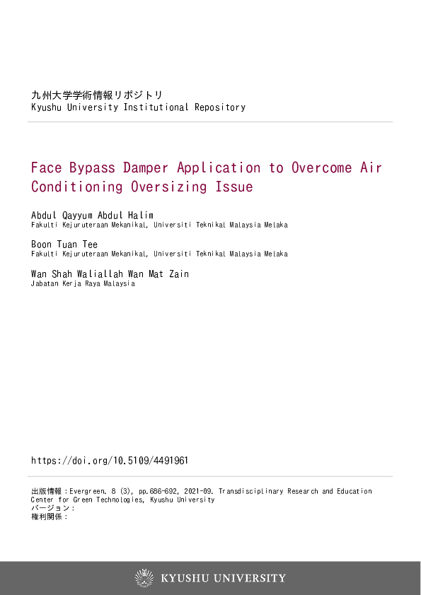 (PDF) Face Bypass Damper Application to Overcome Air Conditioning ...