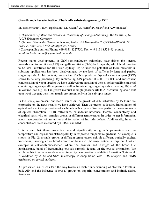 (PDF) Growth and characterization of bulk AlN substrates grown by PVT ...