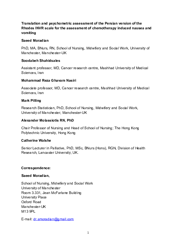 (DOC) Translation and psychometric assessment of the Persian version of ...