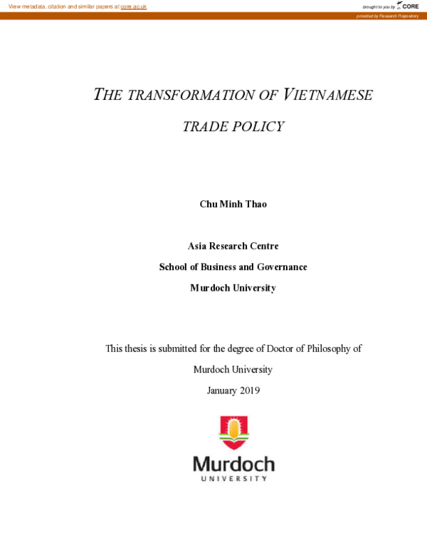 (PDF) The transformation of Vietnamese trade policy