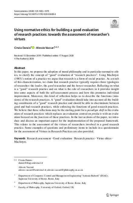 (PDF) Using normative ethics for building a good evaluation of research ...