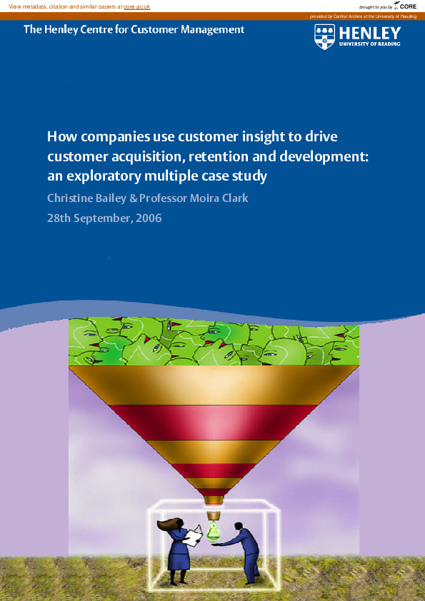 (PDF) How companies use customer insight to drive customer acquisition, retention, and ...