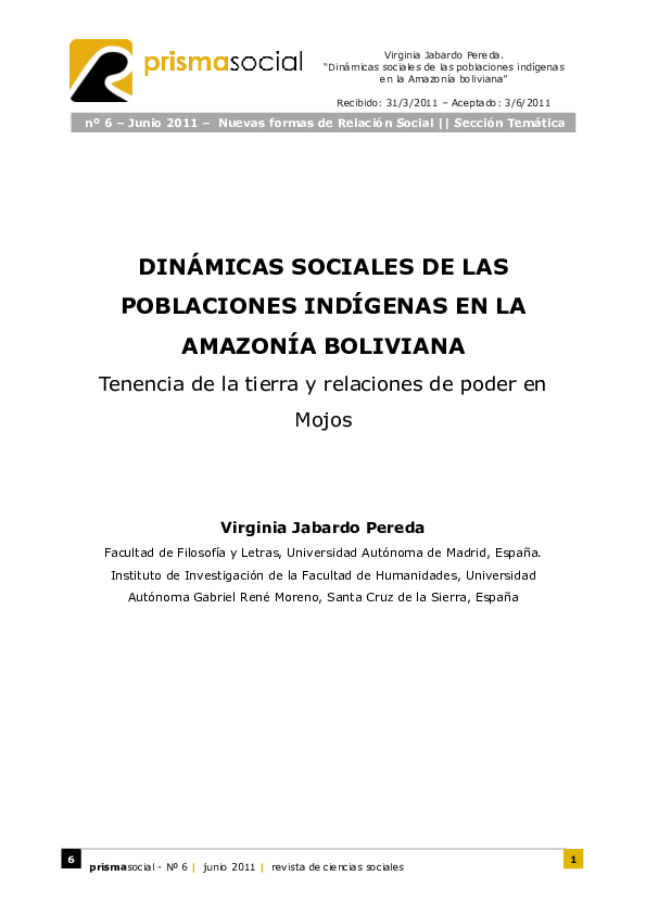 (PDF) Dinámicas sociales de las poblaciones indígenas en la Amazonía ...