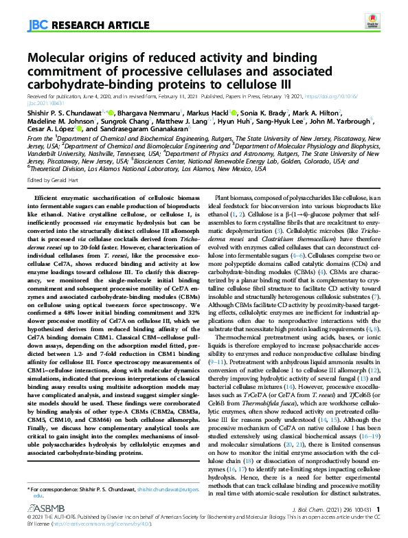 (PDF) Molecular origins of reduced activity and binding commitment of ...