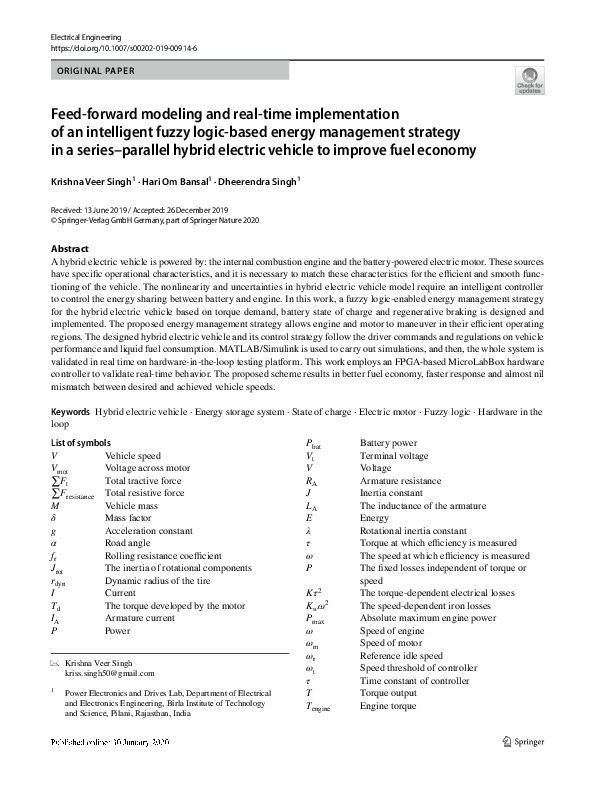 Pdf Feed Forward Modeling And Real Time Implementation Of An Intelligent Fuzzy Logic Based