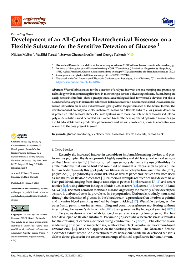 Pdf Development Of An All Carbon Electrochemical Biosensor On A