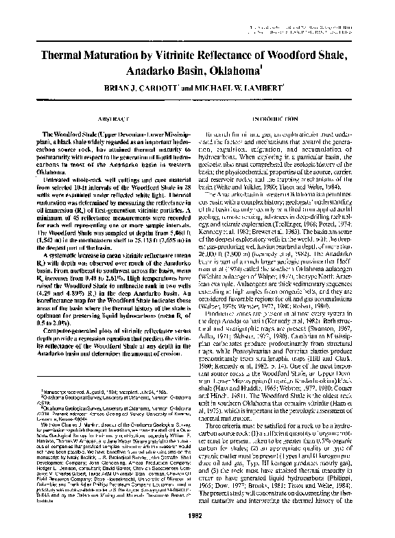 (PDF) Thermal Maturation by Vitrinite Reflectance of Woodford Shale ...