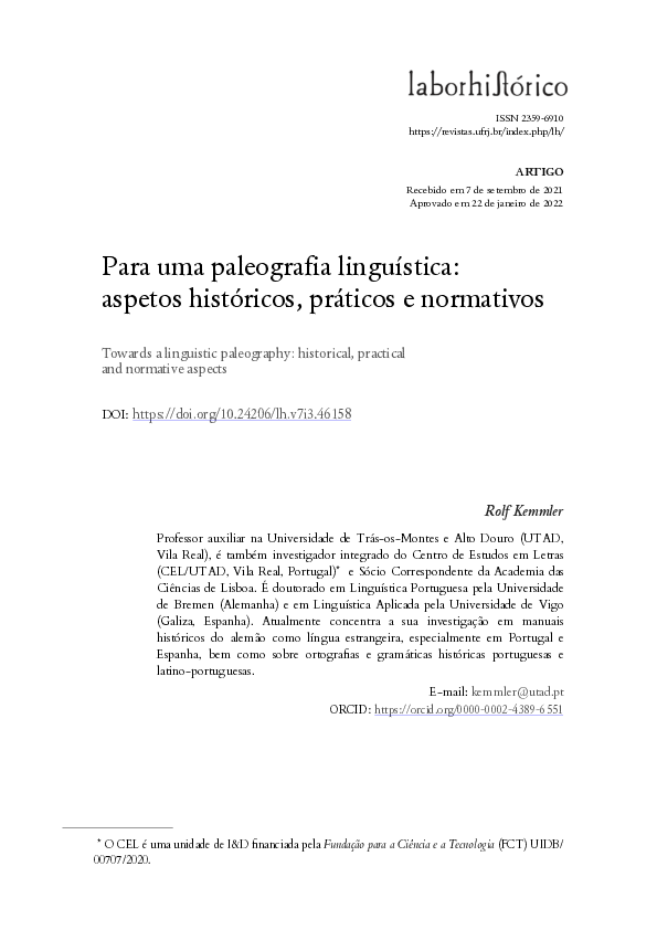 (PDF) Para uma paleografia linguística: aspetos históricos, práticos e ...