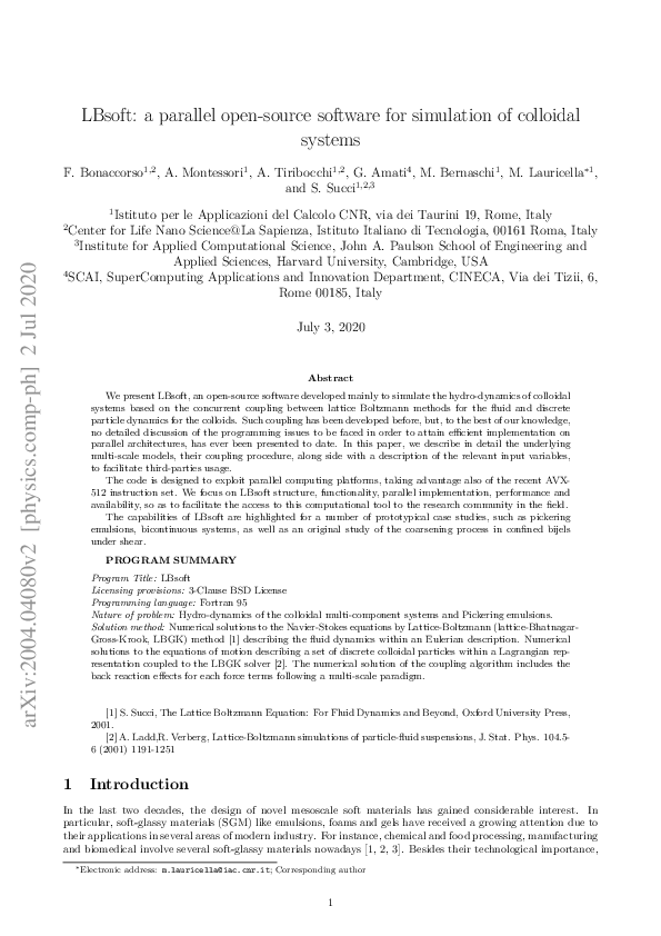 (PDF) LBsoft: A parallel open-source software for simulation of colloidal systems