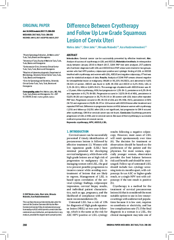 (PDF) Difference Between Cryotherapy and Follow Up Low Grade Squamous ...
