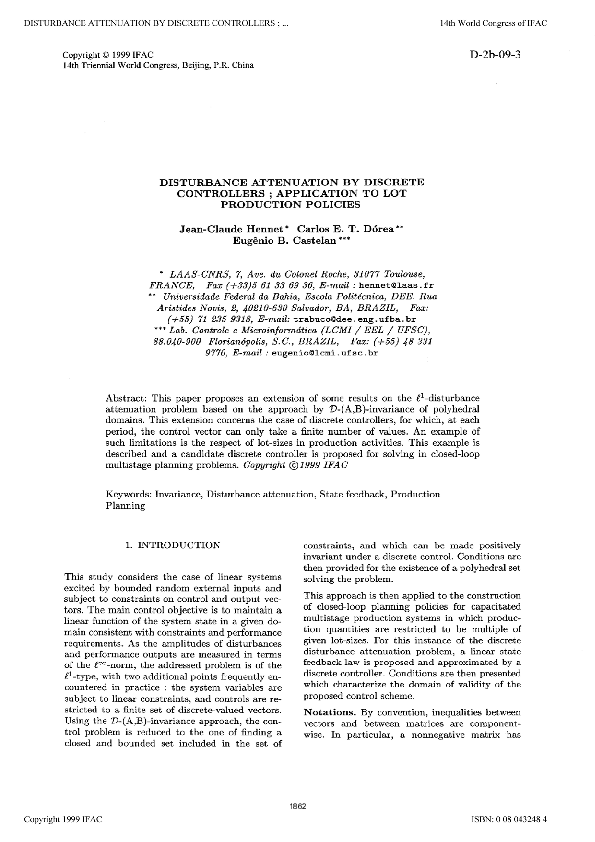 (PDF) Disturbance attenuation by discrete controllers; application to lot production policies ...