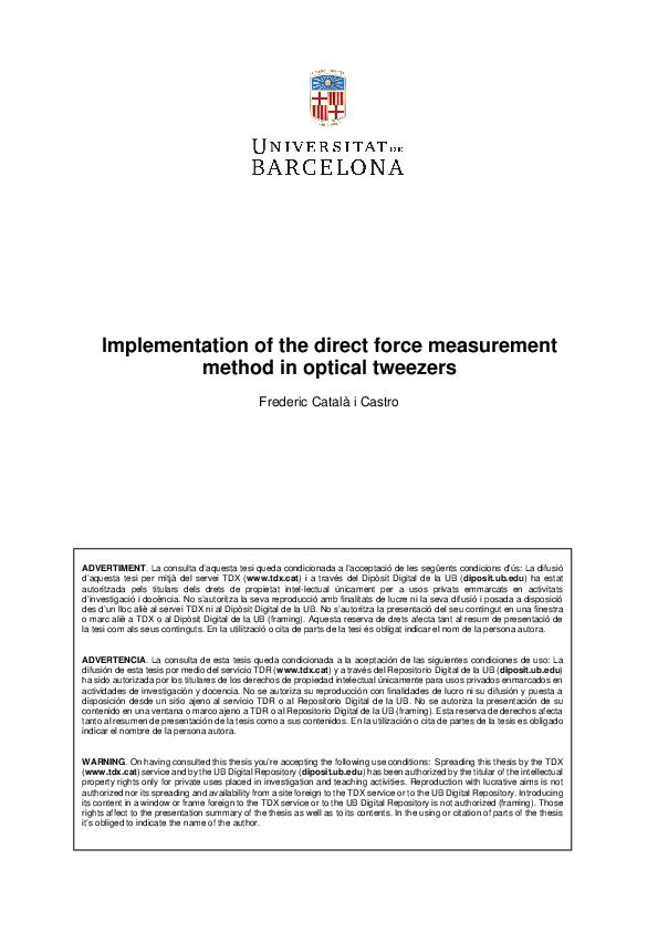 (PDF) Implementation of the direct force measurement method in optical ...