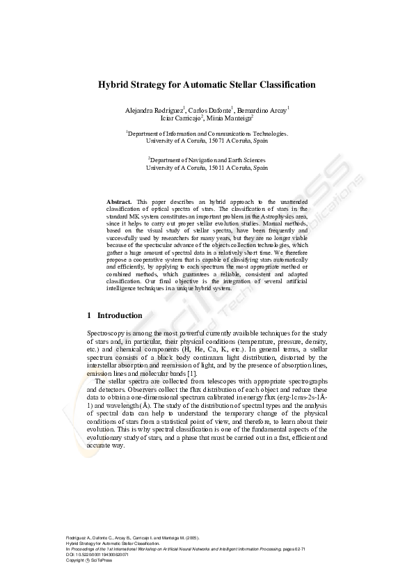 (PDF) Hybrid Strategy for Automatic Stellar Classification