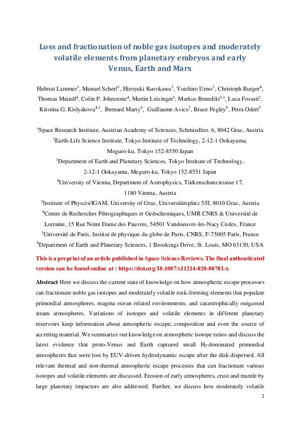 (PDF) Loss and Fractionation of Noble Gas Isotopes and Moderately ...