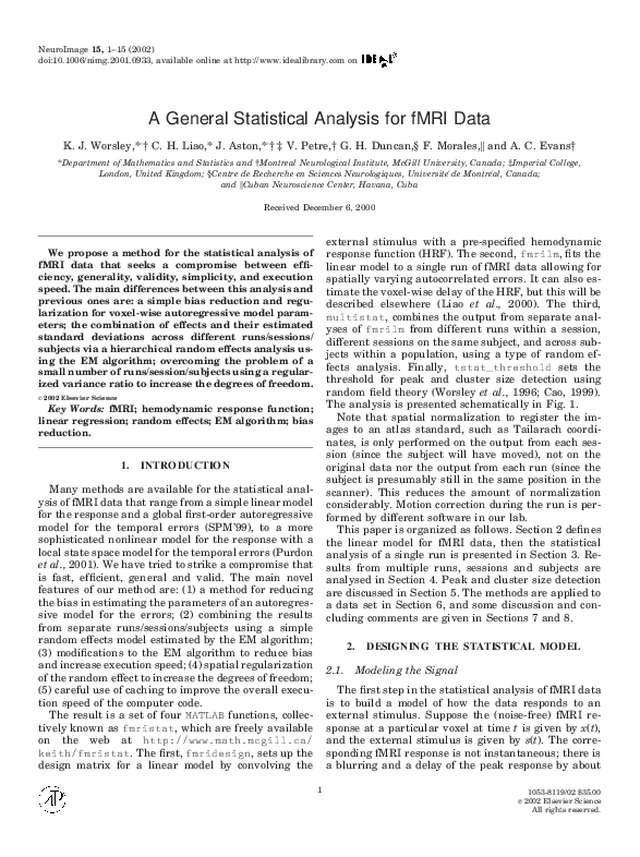 (PDF) A general statistical analysis for fMRI data