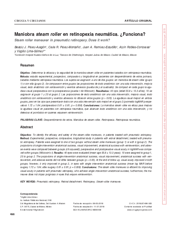 (PDF) Maniobra steam roller en retinopexia neumática. ¿Funciona ...