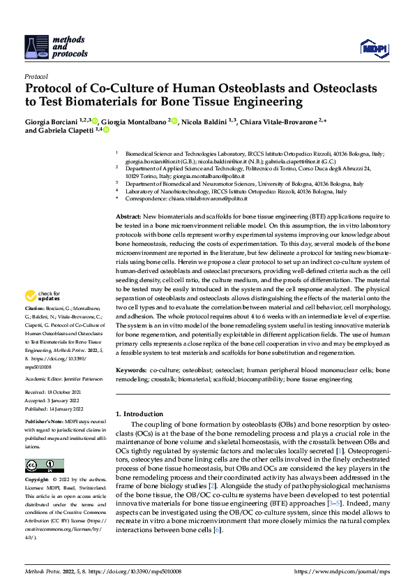 (PDF) Protocol of Co-Culture of Human Osteoblasts and Osteoclasts to ...