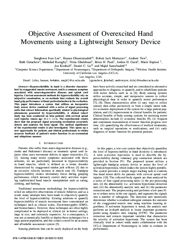 (PDF) Objective assessment of overexcited hand movements using a ...
