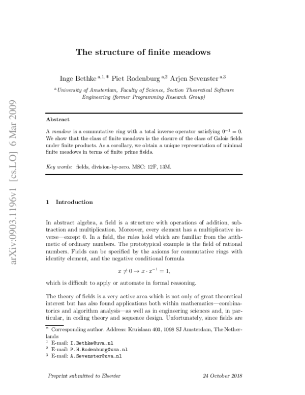 (PDF) The structure of finite meadows