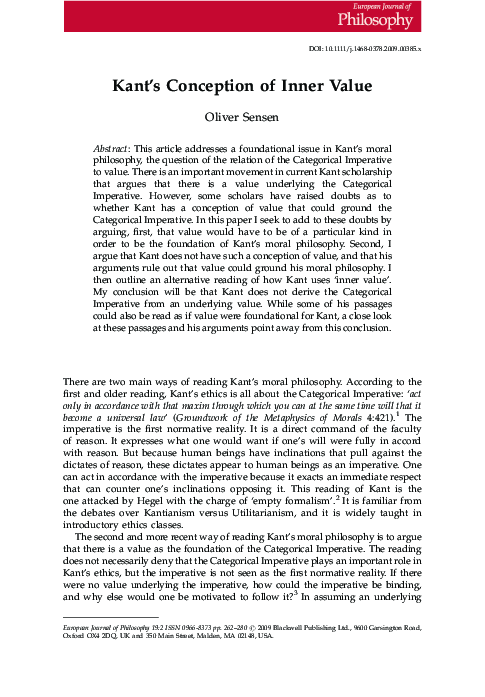 (PDF) Kant's Conception of Inner Value