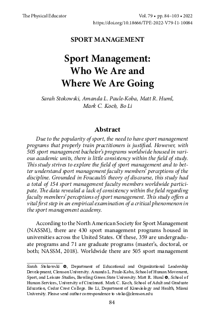 (PDF) Sport Management: Who We Are and Where We Are Going