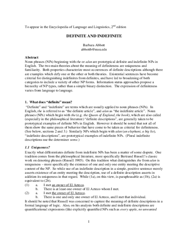 (PDF) Definite and Indefinite