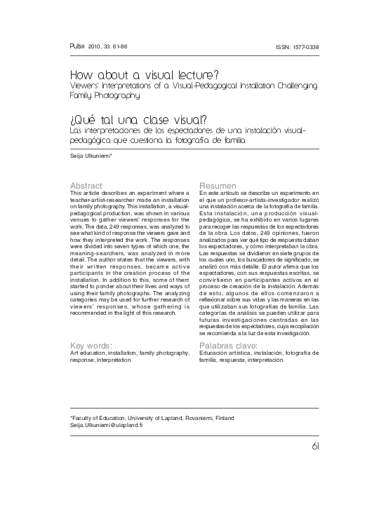 (PDF) How about a visual lecture? : viewers' interpretations of a visual-pedagogical ...