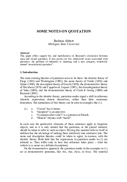 (PDF) Some Notes on Quotation