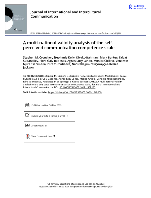 (PDF) A multi-national validity analysis of the self-perceived communication competence scale