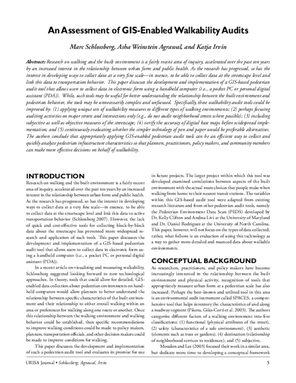 (PDF) An assessment of GIS-enabled walkability audits