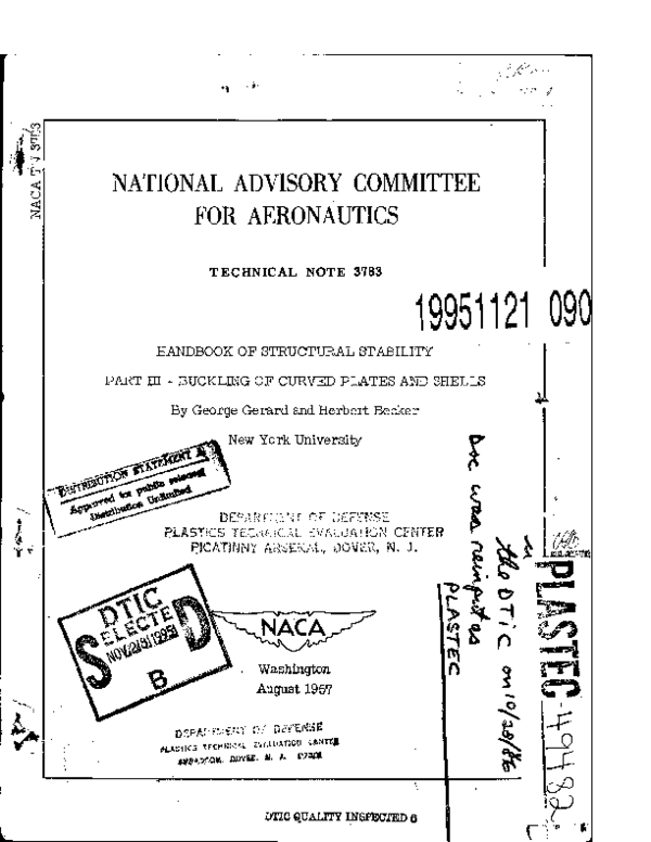 (PDF) Handbook of Structural Stability. Part III. Buckling of Curved ...