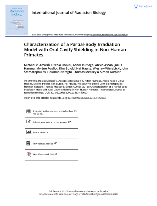 (PDF) Characterization of a partial-body irradiation model with oral ...