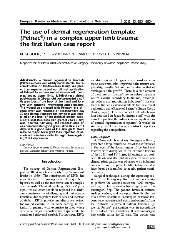 (PDF) The use of dermal regeneration template (Pelnac®) in a complex ...