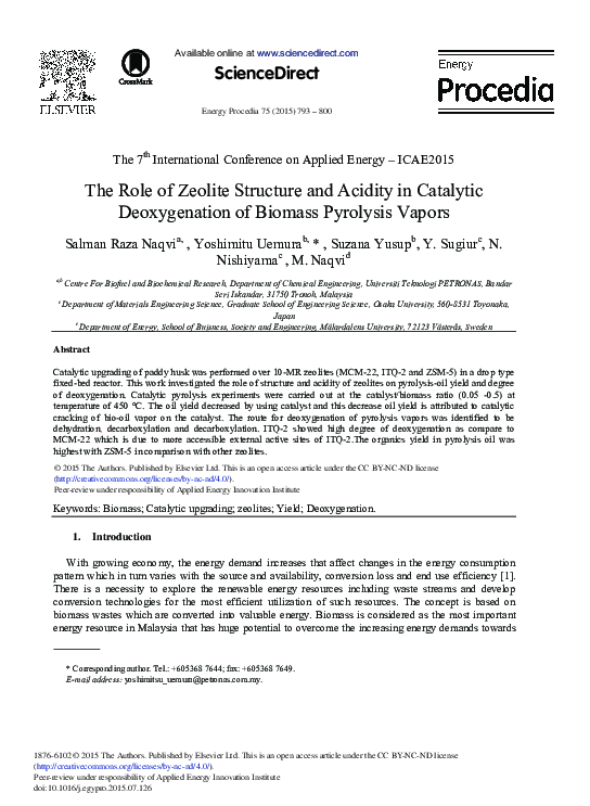 (PDF) The Role of Zeolite Structure and Acidity in Catalytic ...