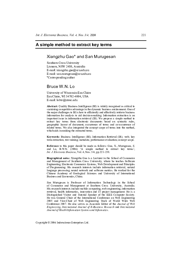 (PDF) A simple method to extract key terms