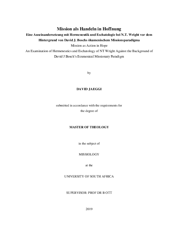 (PDF) Mission as action in hope: an examination of hermeneutics and ...