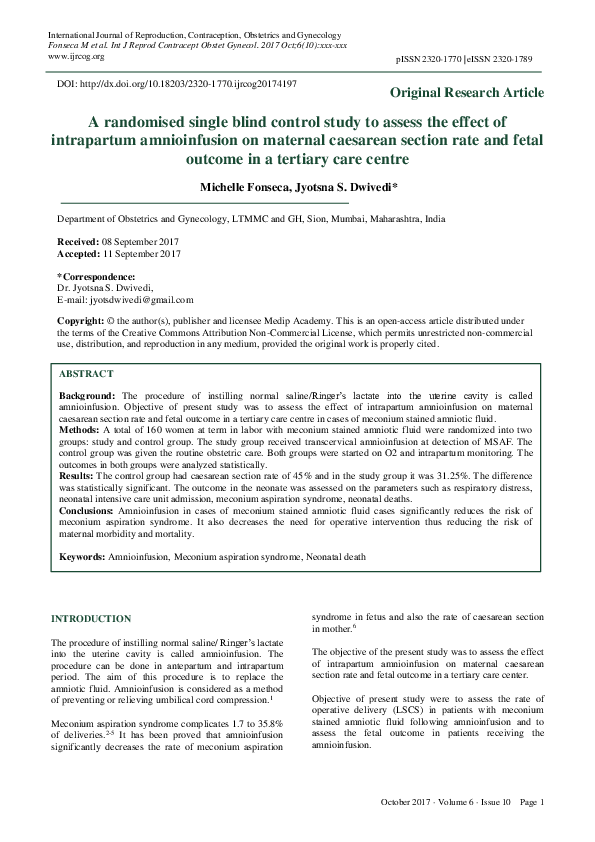 (PDF) A randomised single blind control study to assess the effect of ...