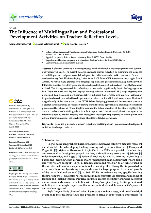 (PDF) The Influence of Multilingualism and Professional Development Activities on Teacher ...