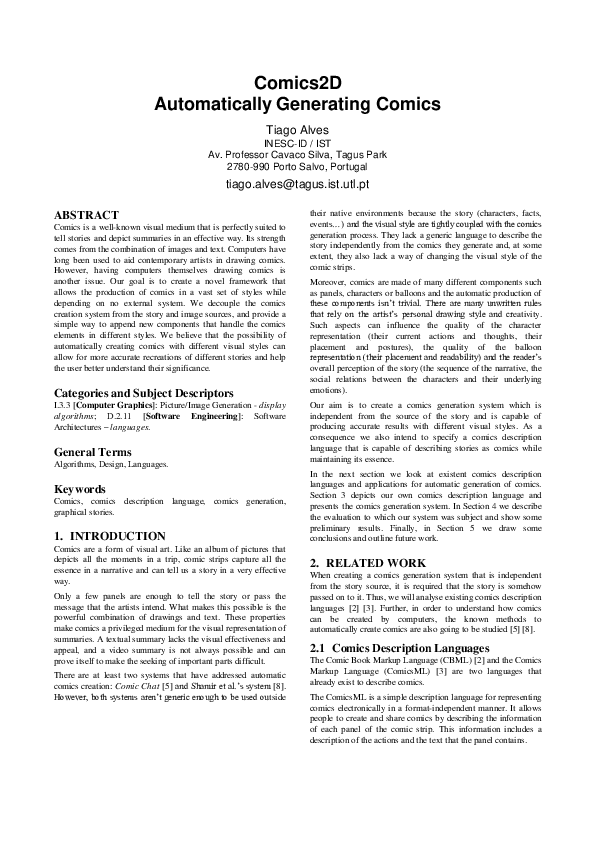 (PDF) Comics2D Automatically Generating Comics (PDF) Comics2D Automatically Generating Comics