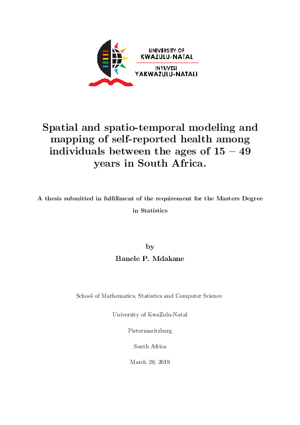 (PDF) Spatial and spatio-temporal modeling and mapping of self-reported ...