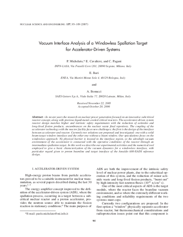 (PDF) Vacuum Interface Analysis of a Windowless Spallation Target for ...
