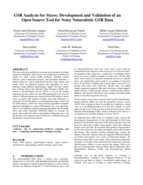 (PDF) GSR Analysis for Stress: Development and Validation of an Open Source Tool for Noisy ...
