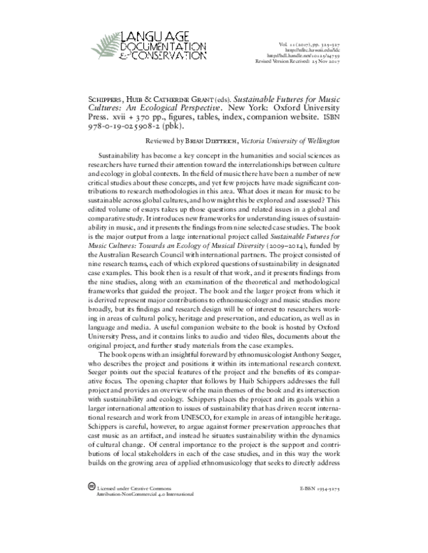 (PDF) Sustainable Futures for Music Cultures
