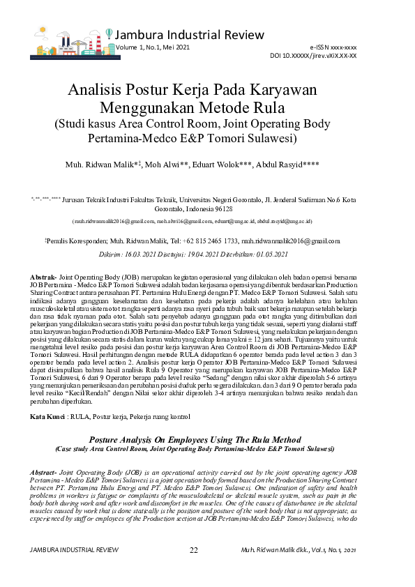 (PDF) Analisis Postur Kerja Pada Karyawan Menggunakan Metode RULA ...