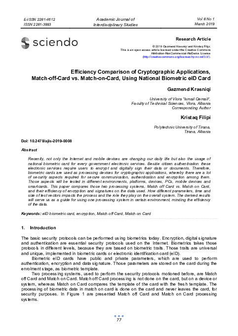 (PDF) Efficiency Comparison of Cryptographic Applications, Match-off ...